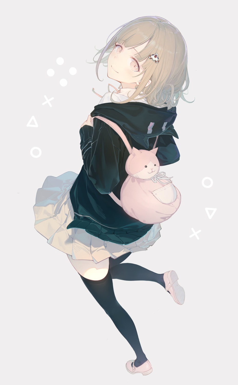 linfi-muu dangan-ronpa dangan-ronpa 2 nanami chiaki seifuku skirt lift tagme thighhighs ...